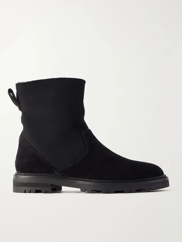 Manolo Blahnik Tomosa 10 Shearling-trimmed Suede Ankle Boots