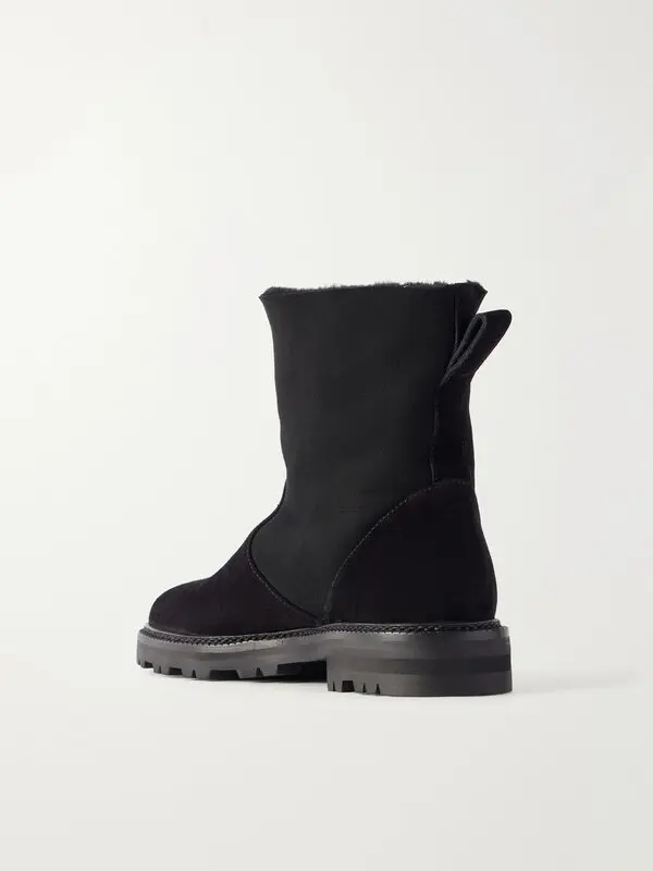 Manolo Blahnik Tomosa 10 Shearling-trimmed Suede Ankle Boots