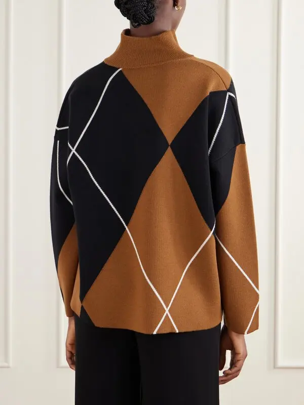 Max Mara Sala Argyle Wool V-neck Sweater - Multi