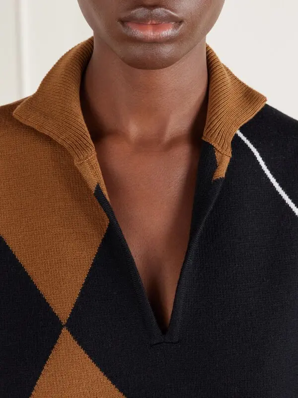 Max Mara Sala Argyle Wool V-neck Sweater - Multi