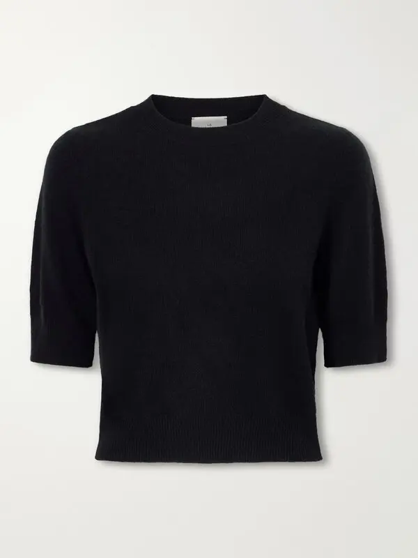 Le Kasha Chypre Cropped Organic Cashmere Sweater - Black