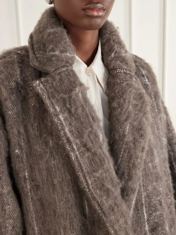 MARRAKSHI LIFE The Cropped Blanket Striped Brushed Woven Coat - Brown