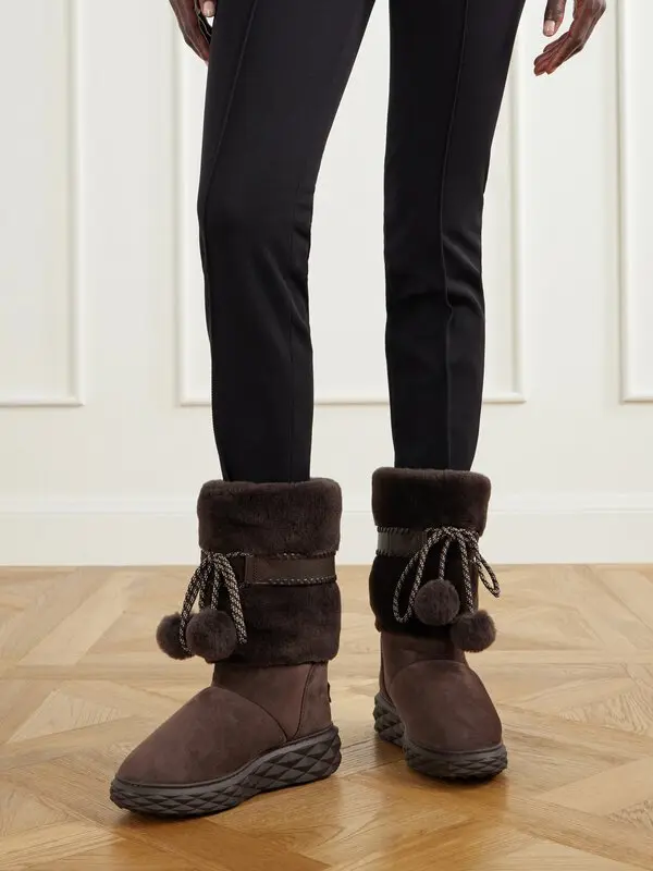 JIMMY CHOO Shearling-trimmed Suede Knee Boots