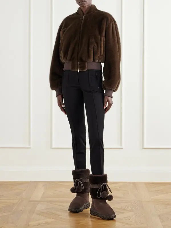 JIMMY CHOO Shearling-trimmed Suede Knee Boots