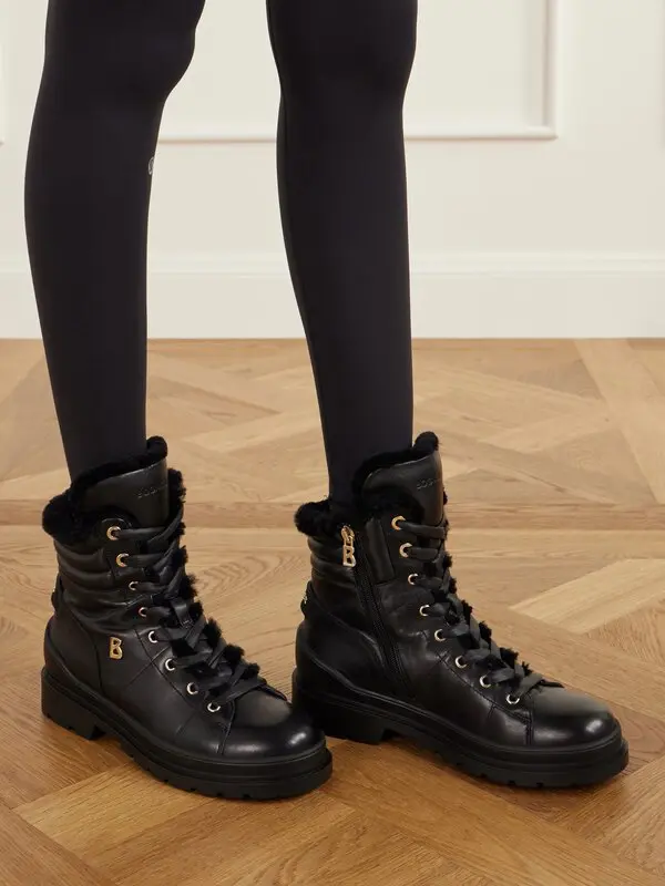 Bogner St. Moritz 14 Shearling-trimmed Leather Ankle Boots
