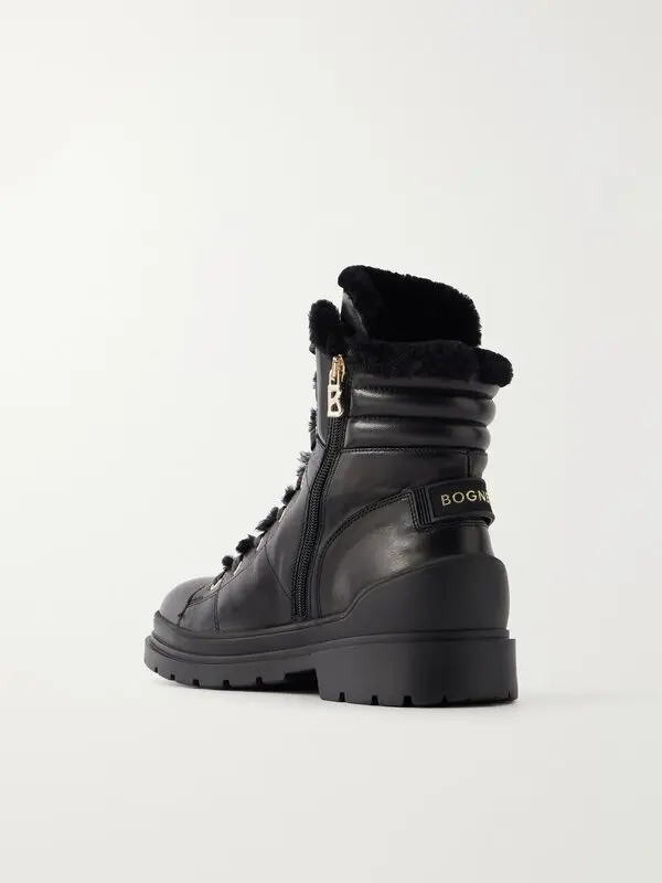Bogner St. Moritz 14 Shearling-trimmed Leather Ankle Boots