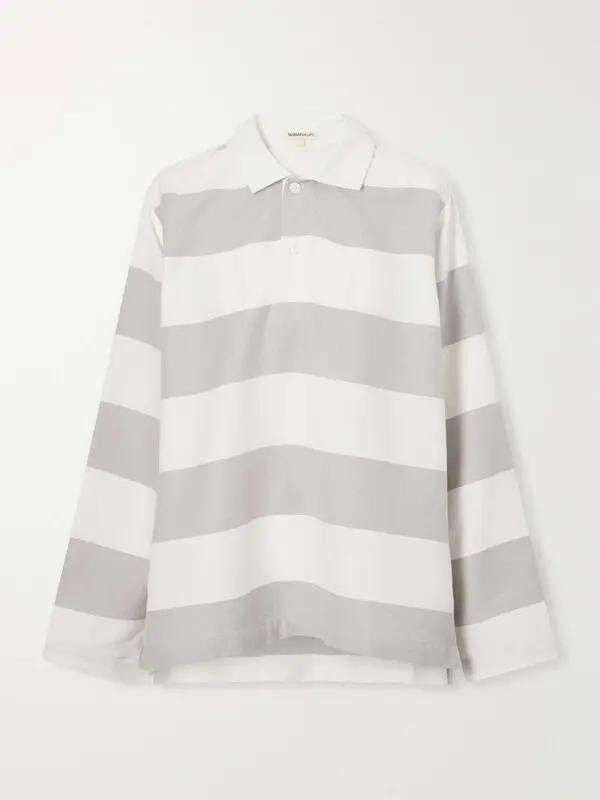 MARRAKSHI LIFE The Rugby Striped Cotton Oxford Shirt - Green