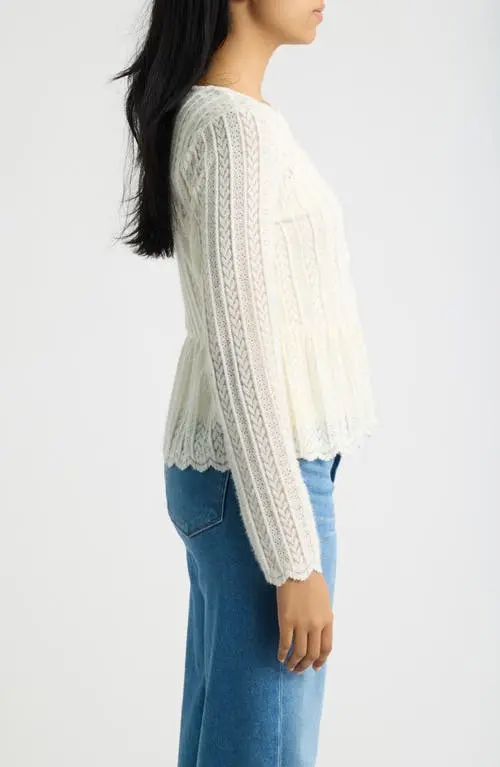 Bobeau Pattern Stripe Peplum Cardigan