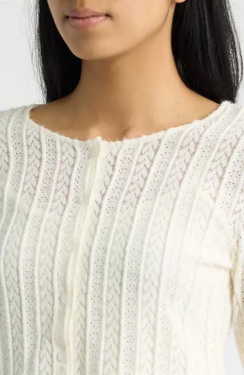 Bobeau Pattern Stripe Peplum Cardigan