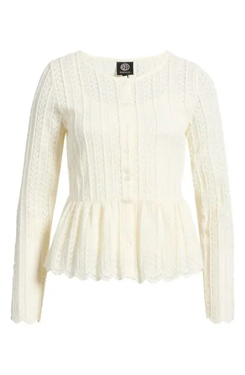 Bobeau Pattern Stripe Peplum Cardigan