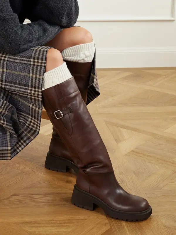 JIMMY CHOO Tamsin Knitted Leather Ankle-boots - Brown