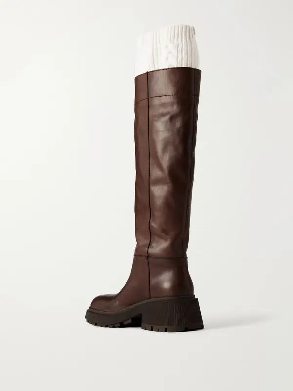 JIMMY CHOO Tamsin Knitted Leather Ankle-boots - Brown