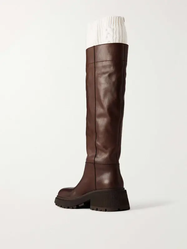 JIMMY CHOO Tamsin Knitted Leather Ankle-boots