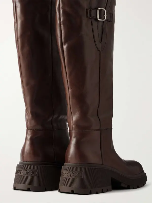 JIMMY CHOO Tamsin Knitted Leather Ankle-boots