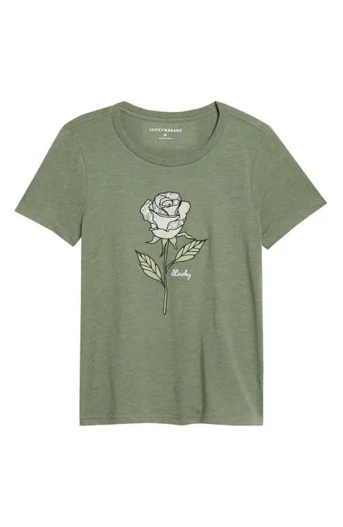 Lucky Brand Lace Rose Graphic T-shirt - Thyme