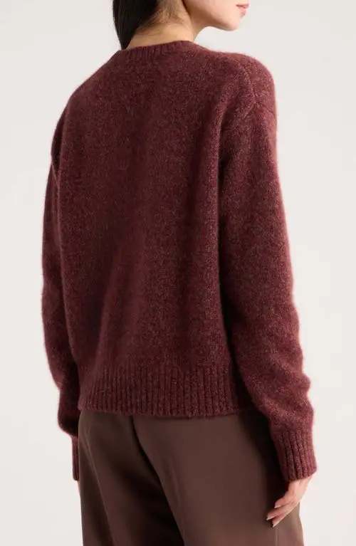 Fleurette Cropped Marled Crewneck Sweater - Bordeaux
