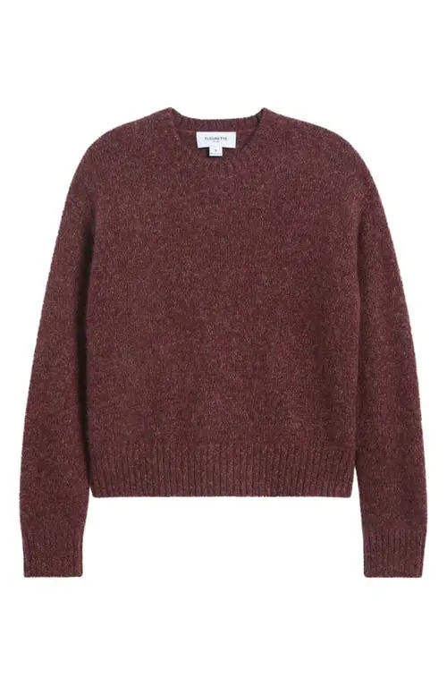 Fleurette Cropped Marled Crewneck Sweater - Bordeaux