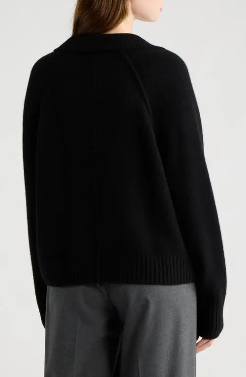 Fleurette Johnny Collar Cashmere Sweater - Black