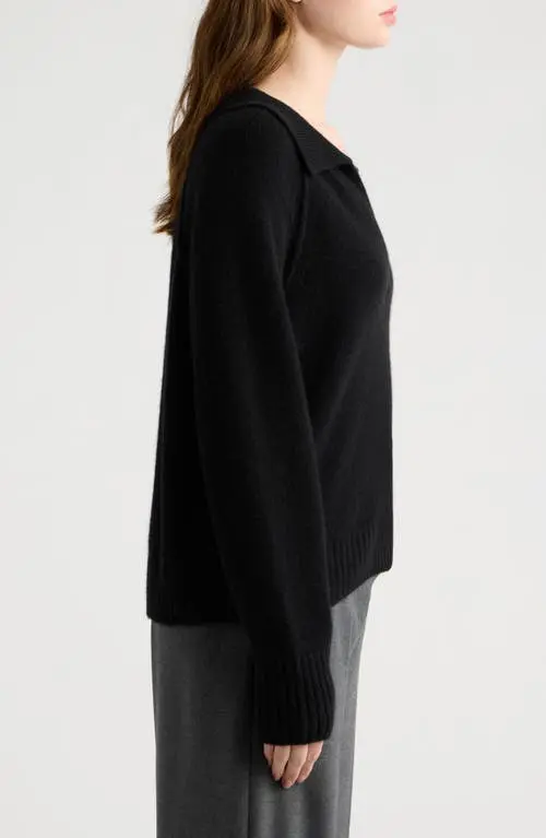 Fleurette Johnny Collar Cashmere Sweater - Black
