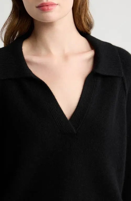 Fleurette Johnny Collar Cashmere Sweater - Black