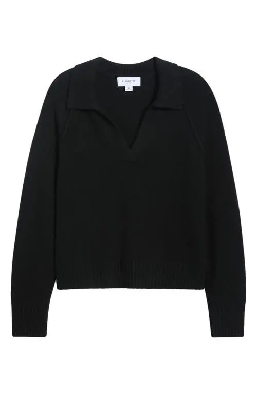 Fleurette Johnny Collar Cashmere Sweater - Black