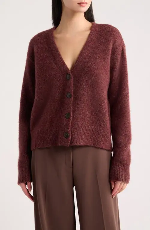 Fleurette Cropped Cashmere & Silk Cardigan - Bordeaux