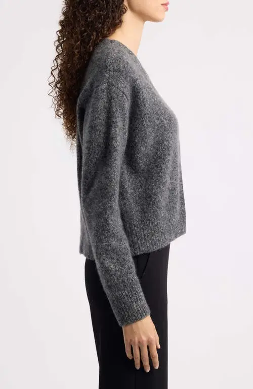 Fleurette Cropped Cashmere & Silk Cardigan - Charcoal