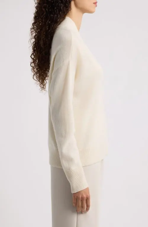 Fleurette Cashmere Wrap V-neck Sweater - Cream