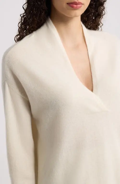 Fleurette Cashmere Wrap V-neck Sweater - Cream