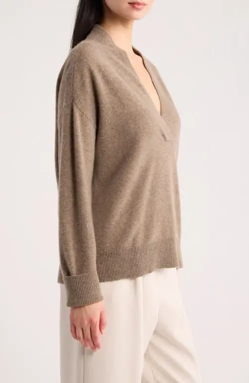Fleurette Cashmere Wrap V-neck Sweater - Walnut