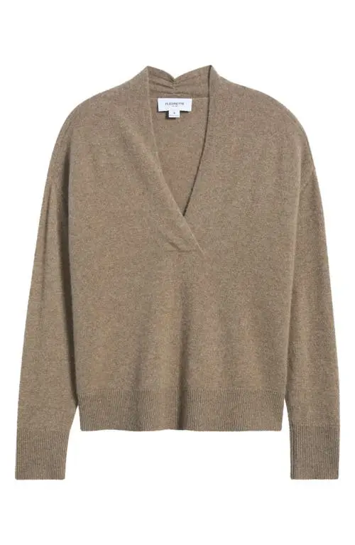 Fleurette Cashmere Wrap V-neck Sweater - Walnut