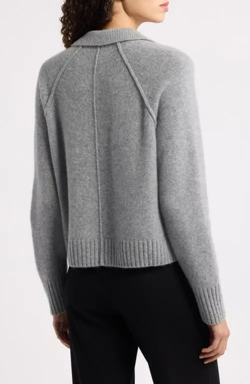 Fleurette Cashmere Johnny Collar Sweater - Grey