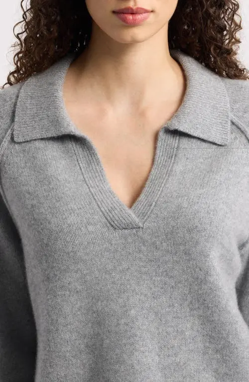 Fleurette Cashmere Johnny Collar Sweater - Grey