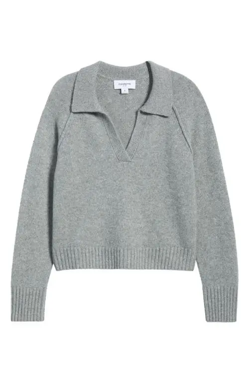 Fleurette Cashmere Johnny Collar Sweater - Grey