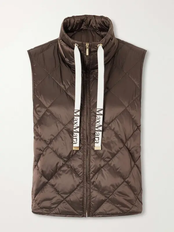 Max Mara Tregic Quilted Shell Down Vest - Brown