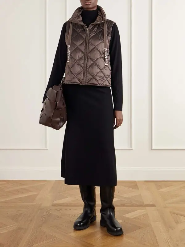 Max Mara Tregic Quilted Shell Down Vest - Brown