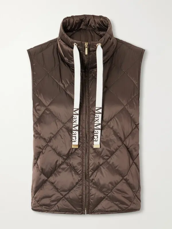Max Mara Tregic Quilted Shell Down Vest - Brown