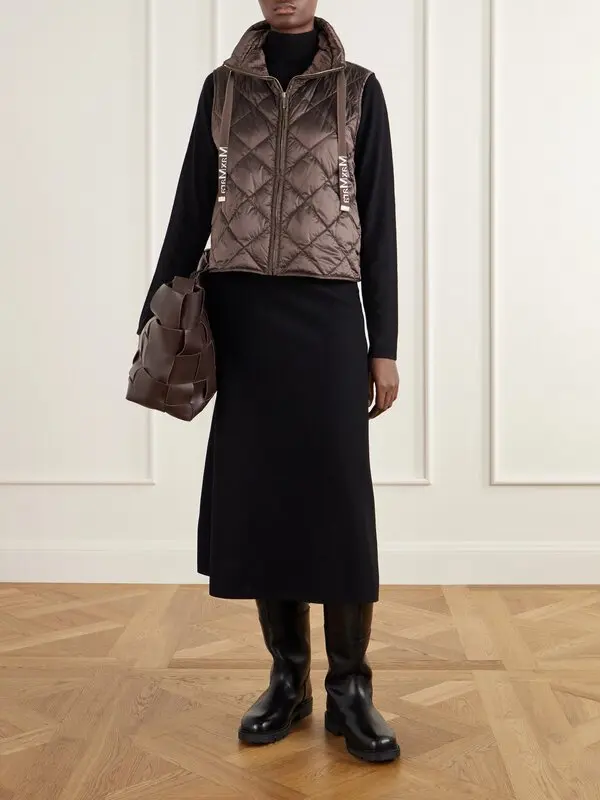 Max Mara Tregic Quilted Shell Down Vest - Brown