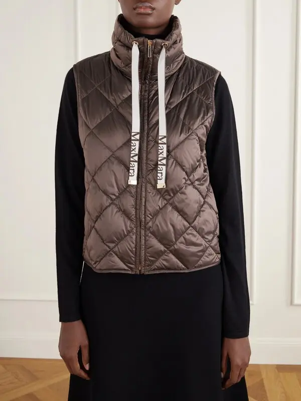 Max Mara Tregic Quilted Shell Down Vest - Brown