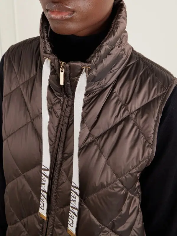 Max Mara Tregic Quilted Shell Down Vest - Brown