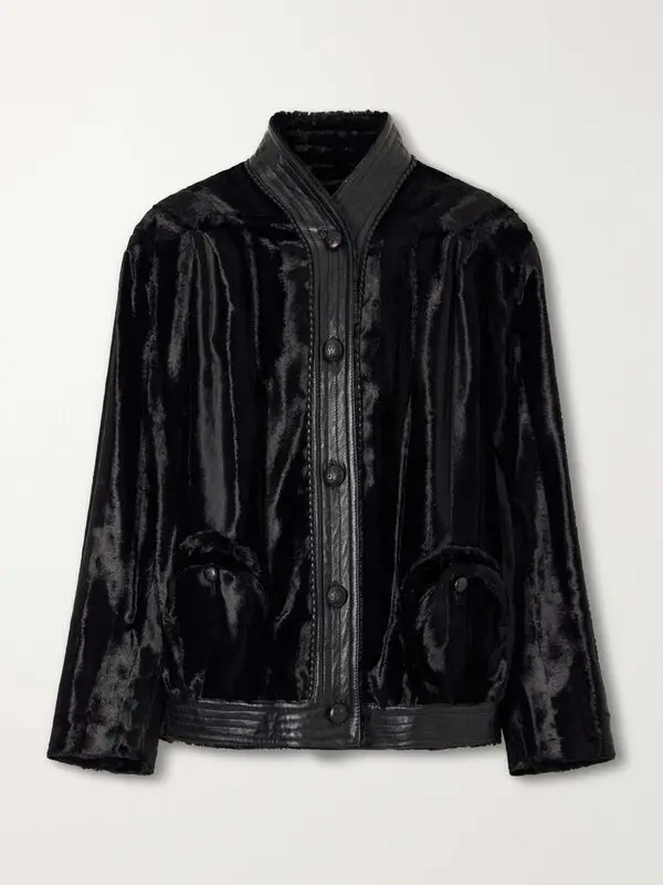BLAZÉ MILANO Coiba Leather-trimmed Velvet Jacket