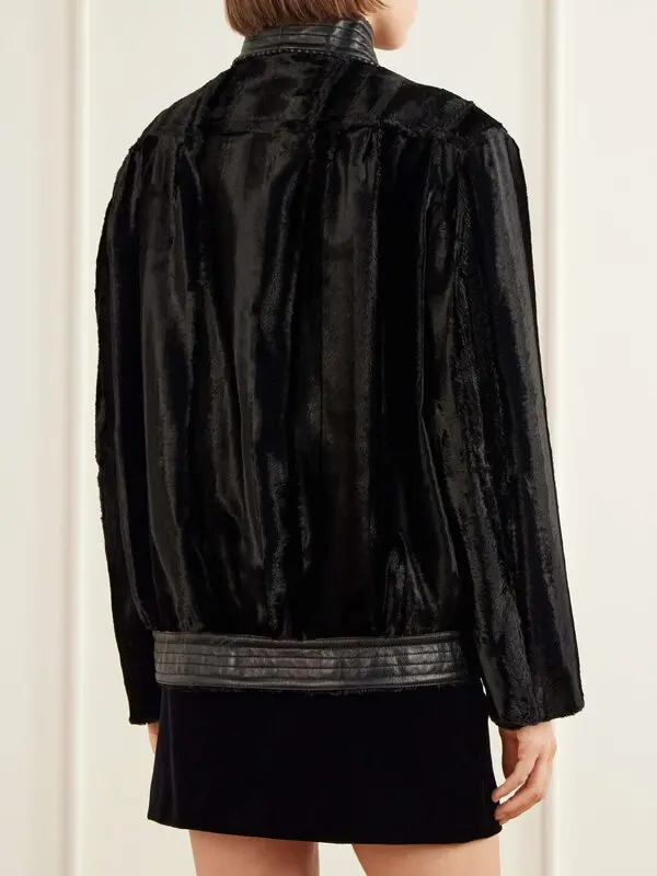 BLAZÉ MILANO Coiba Leather-trimmed Velvet Jacket