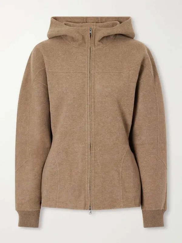 Max Mara Filtro Hooded Wool And Cashmere-blend Zip-up Cardigan - Beige