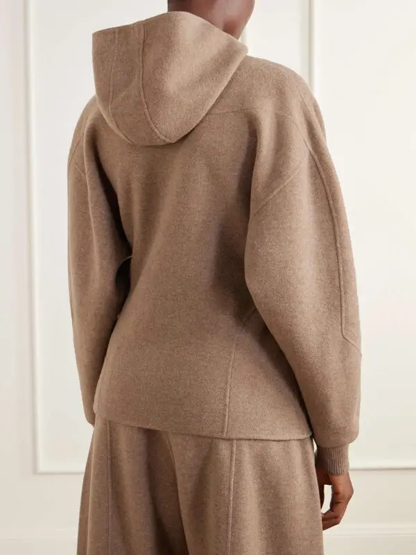Max Mara Filtro Hooded Wool And Cashmere-blend Zip-up Cardigan - Beige