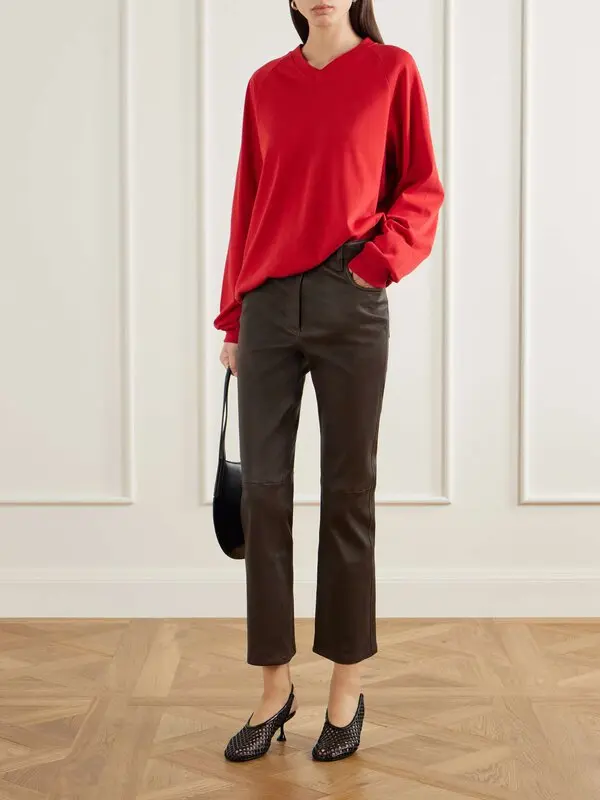 JOSEPH Duke Leather Cropped Flared Pants