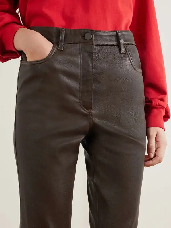 JOSEPH Duke Leather Cropped Flared Pants