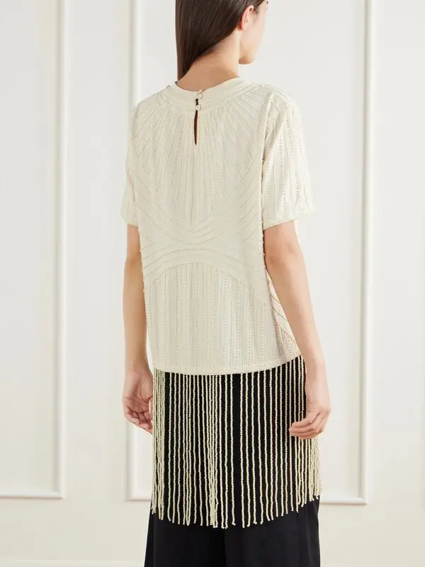 Sea Carlotta Embellished Cotton Blouse - Neutrals