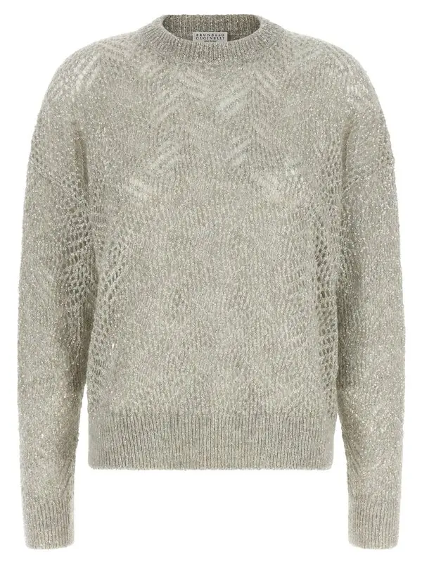Brunello Cucinelli Dazzling Abstract Leaf' Sweater - Gray