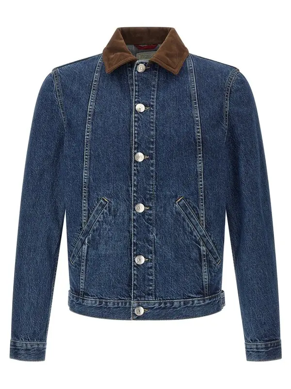 Brunello Cucinelli Denim And Suede Jacket - Blue