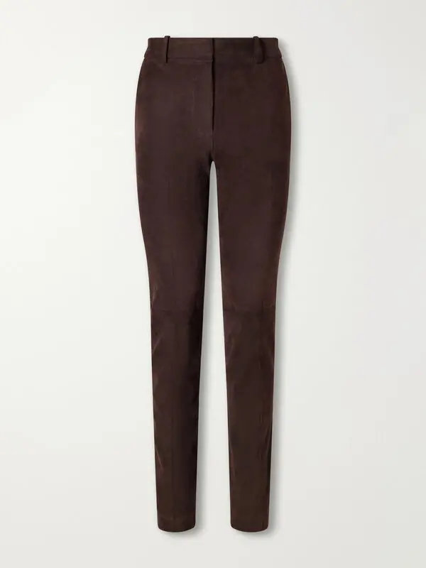 JOSEPH New Coleman Paneled Suede Mid-rise Slim-fit Pants
